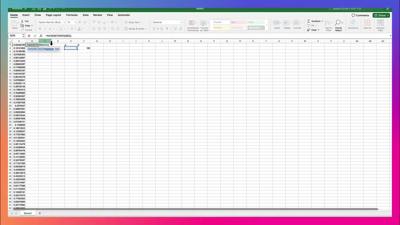 Use Rand(), Randbetween, to generate random variables. - YouTube