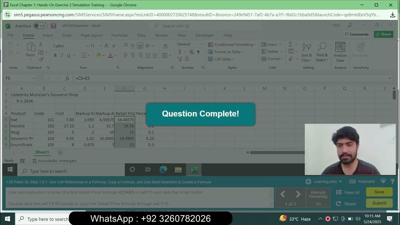 Excel Chapter 1: Hands-On Exercise 2 Simulation Training | Excel Chapter 1 Hands-On Exercise 2 ...