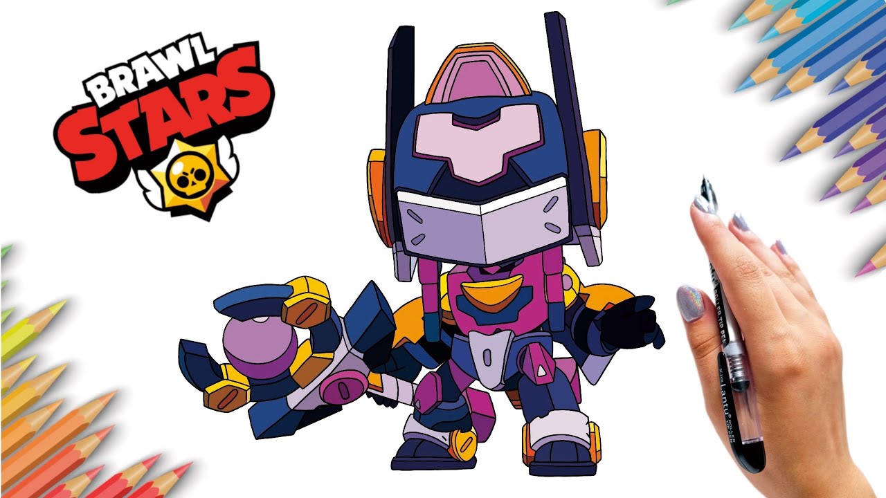 How to draw New Brawler Skin Mecha Finx - Brawl Stars New Season Step ...