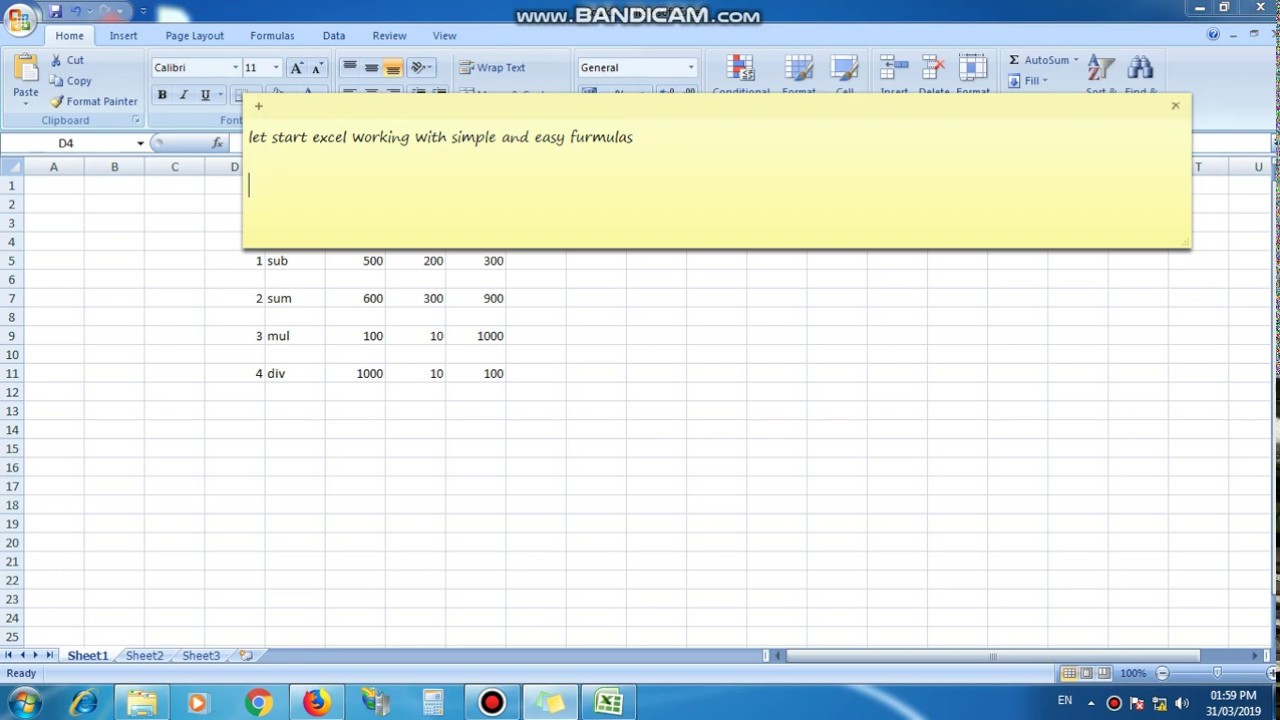 Excel formulas class 1 with salman khan sum, sub, mul, div - YouTube