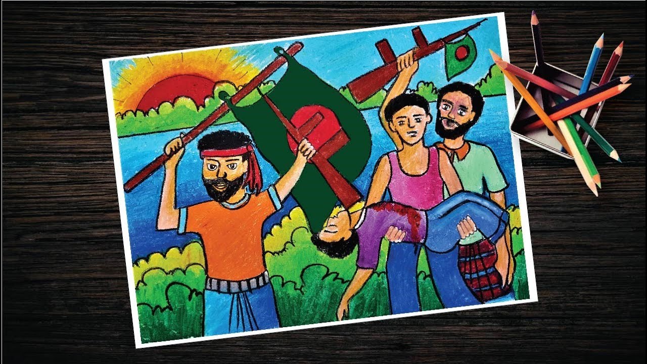Liberation war scenery Drawing🇧🇩How to draw Freedom Fighters of ...