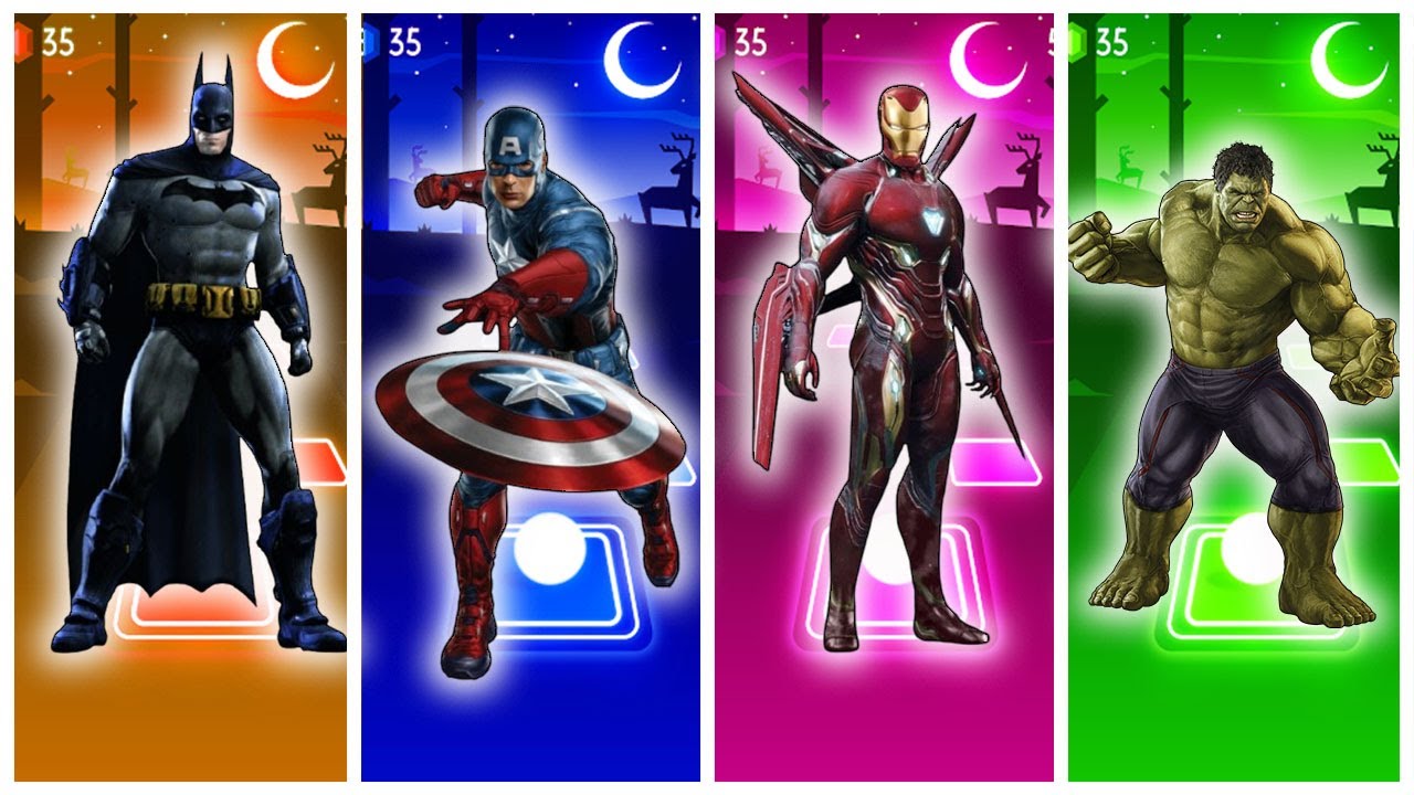 Tiles Hop- Batman 🆚 Captain America 🆚 Iron man 🆚 Hulk 🎯 in Tiles Hop ...