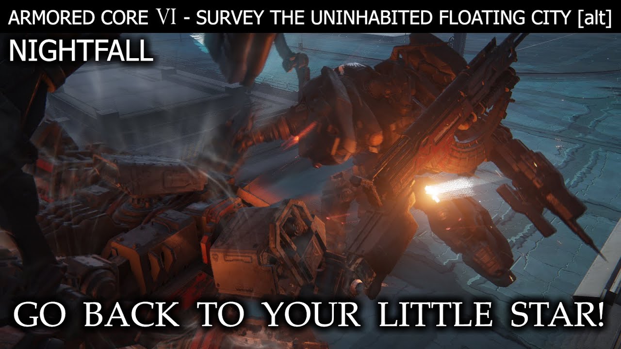 AC6: Survey the Uninhabited Floating City [alt] with NIGHTFALL (Sadly, need to heal this time ...