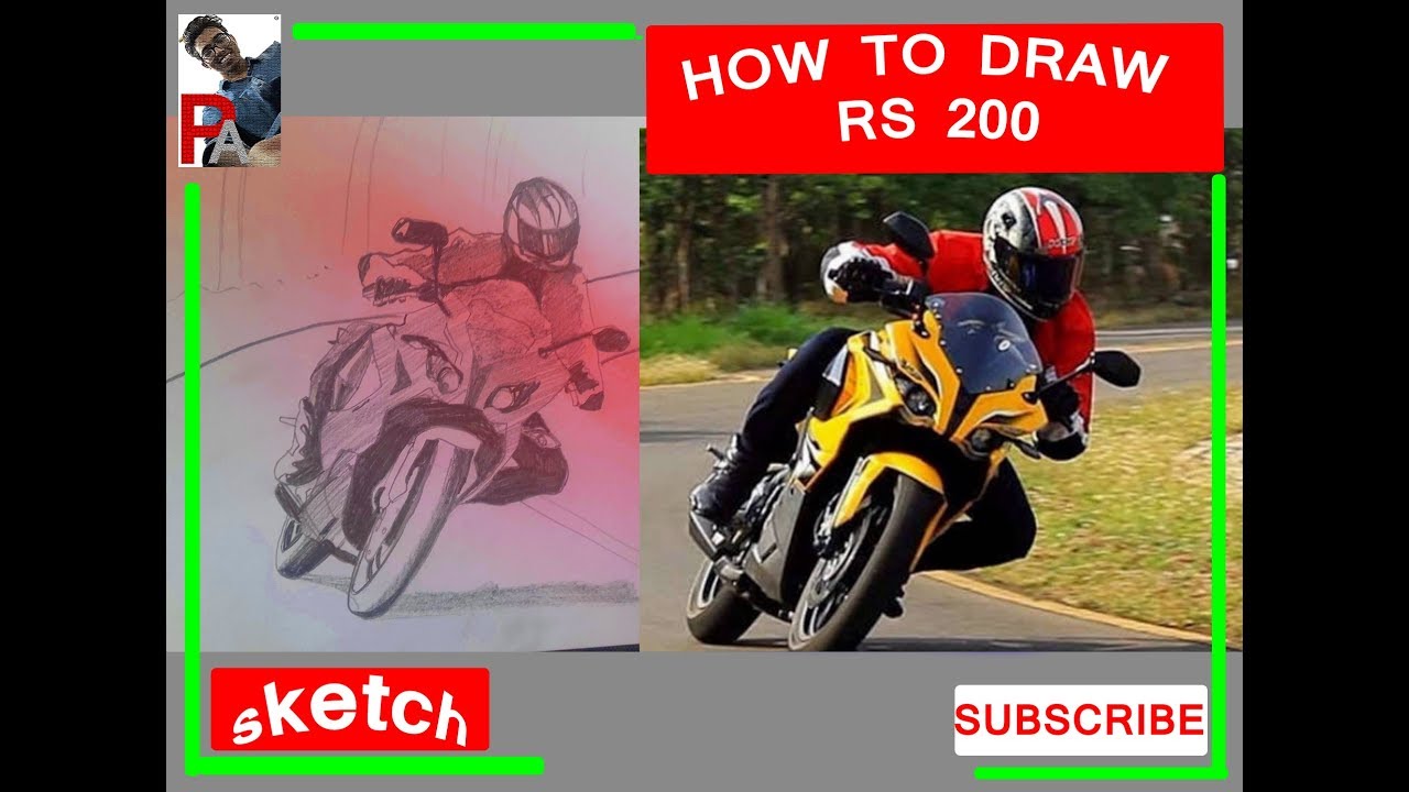 HOW TO DRAW BAJAJ (RS 200) Basic level ART - YouTube