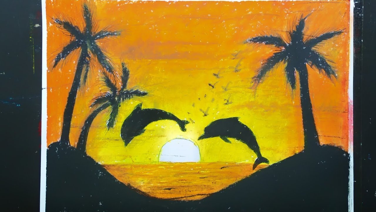 World Ocean Day Drawing / How to draw dolphin scenery - YouTube