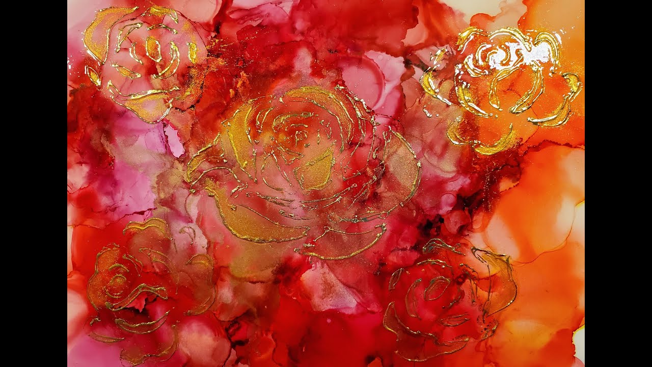 129 Golden Roses - Alcohol Inks and Gilding on Yupo - Monday Night ...