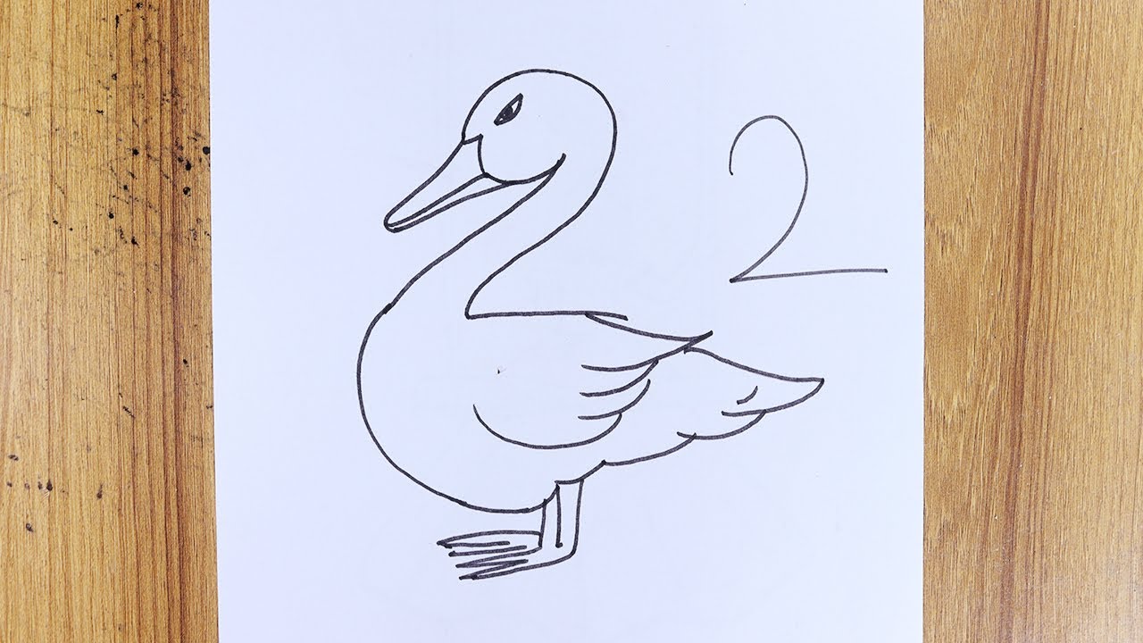 How to draw Duck from Number 2 | easy way duck drawing from number 2 ...