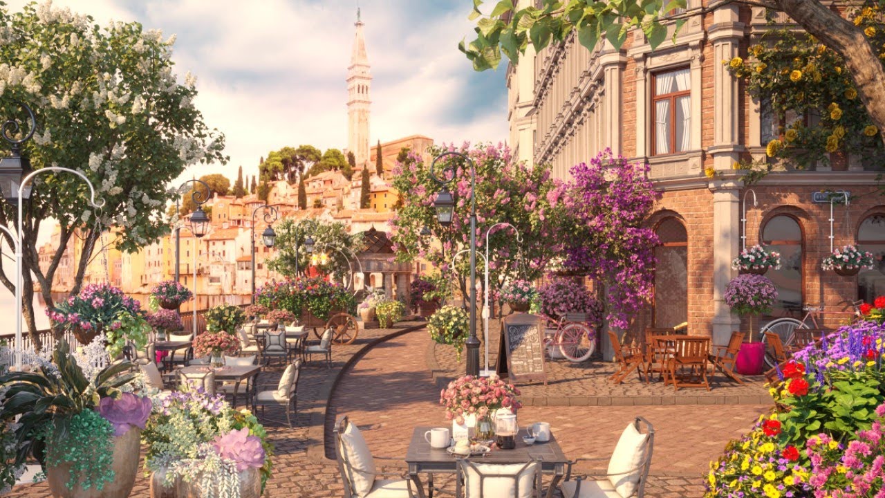 Outdoor Beach Cafe Ambience near the Sea - Relaxing Seaside Jazz Music ...