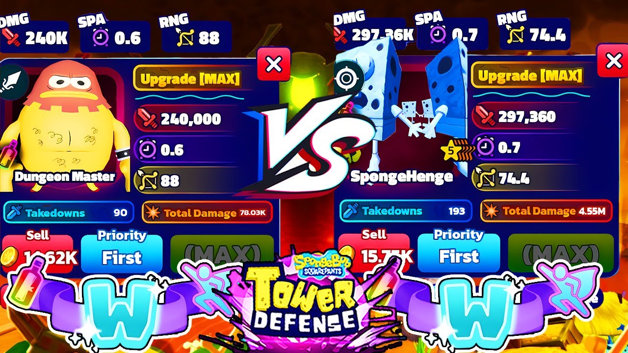 SPONGEBOB TOWER DEFENSE O DANO DO NOVO SECRET DUNGEON MASTER CHEGO NO ...