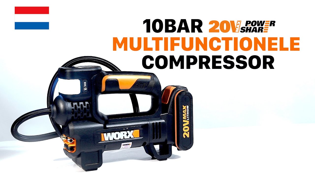 WORX WX092 MULTIFUNCTIONELE COMPRESSOR 20V NL - YouTube