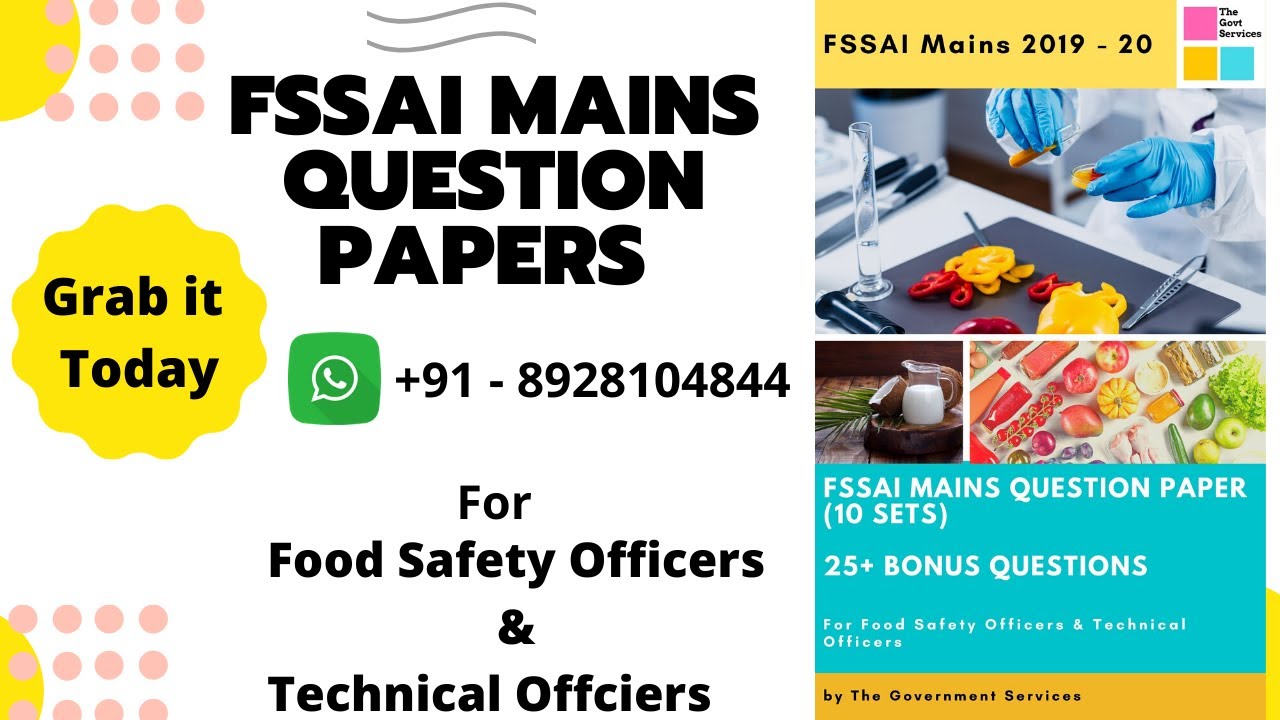 V21: FSSAI Mains Question Papers 2019 - 2020 | For Food Safety Officers ...
