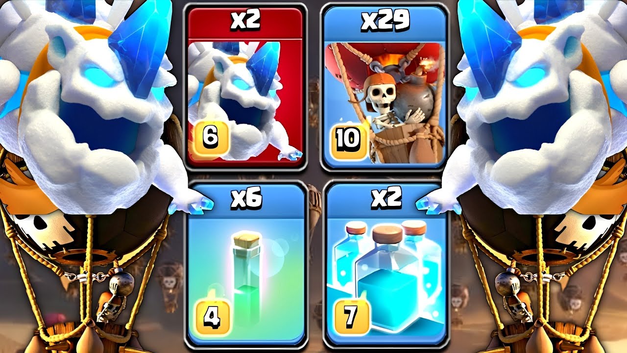 Ice Lavaloon Attack Strategy With Invisibility & Clone Spell! 2 Ice ...