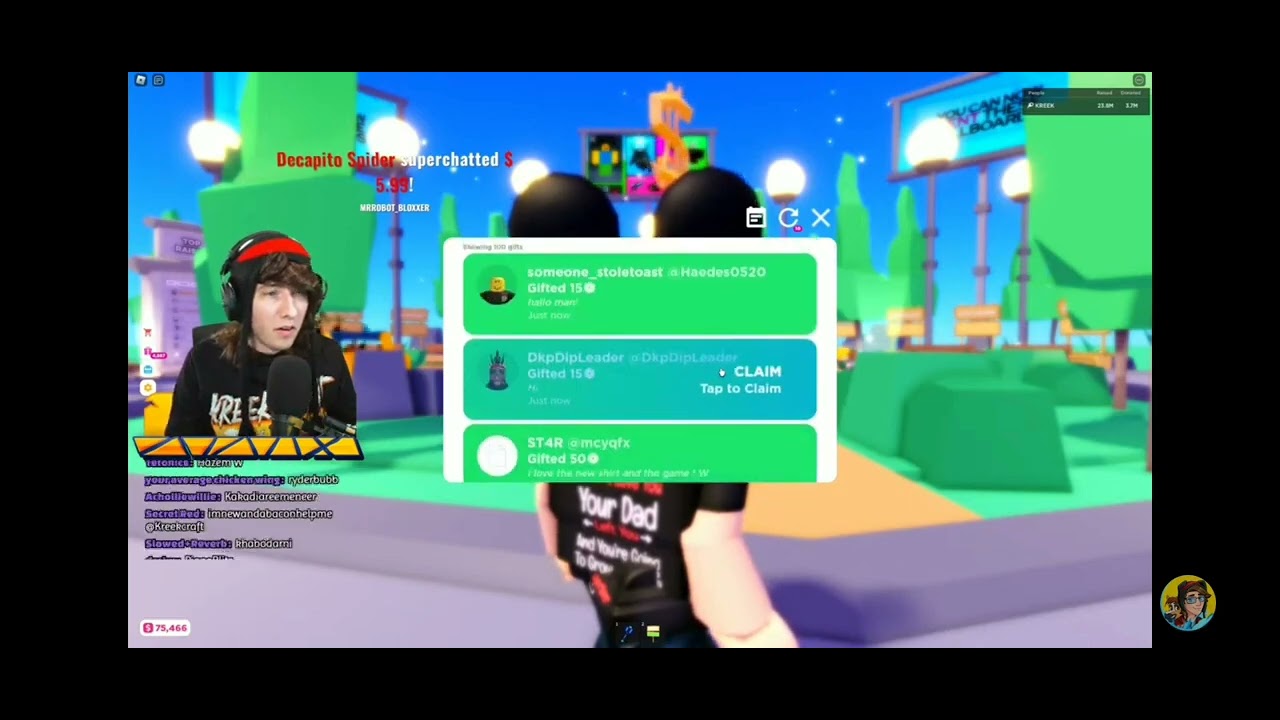 hazem donates 5,000,000 robux to KreekCraft - YouTube