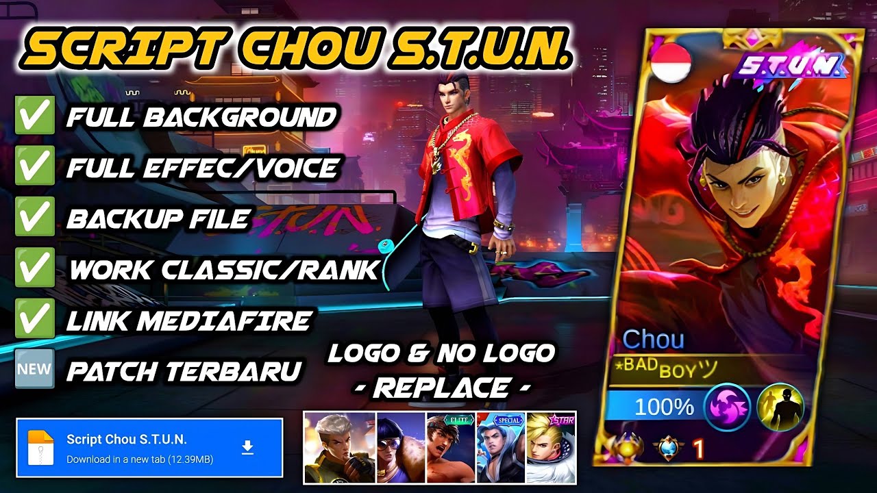 Script Skin Chou Stun No Password | Full Effect Voice | Patch Terbaru ...