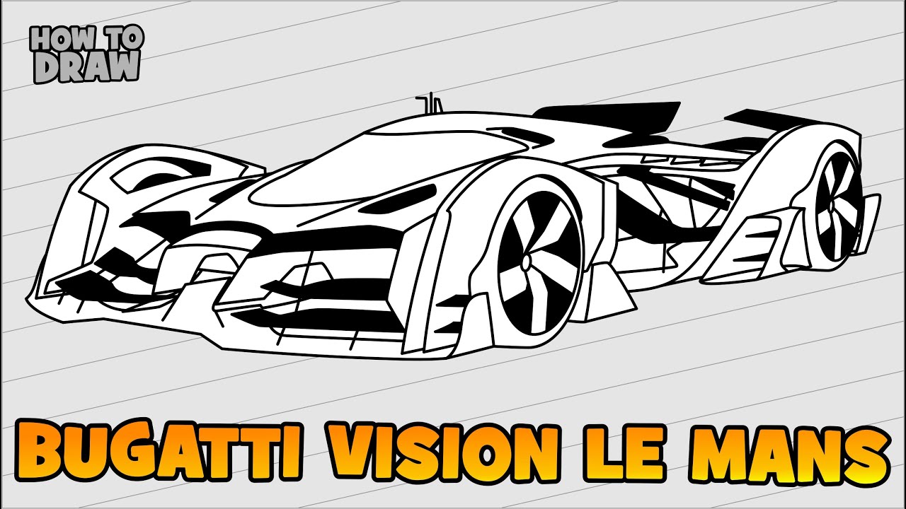 How to draw Bugatti Vision Le Mans - YouTube