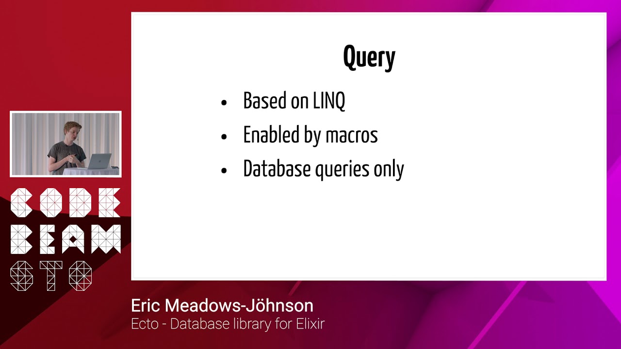 Eric Meadows Jöhnson - Ecto - database library for Elixir - Code Beam STO - YouTube