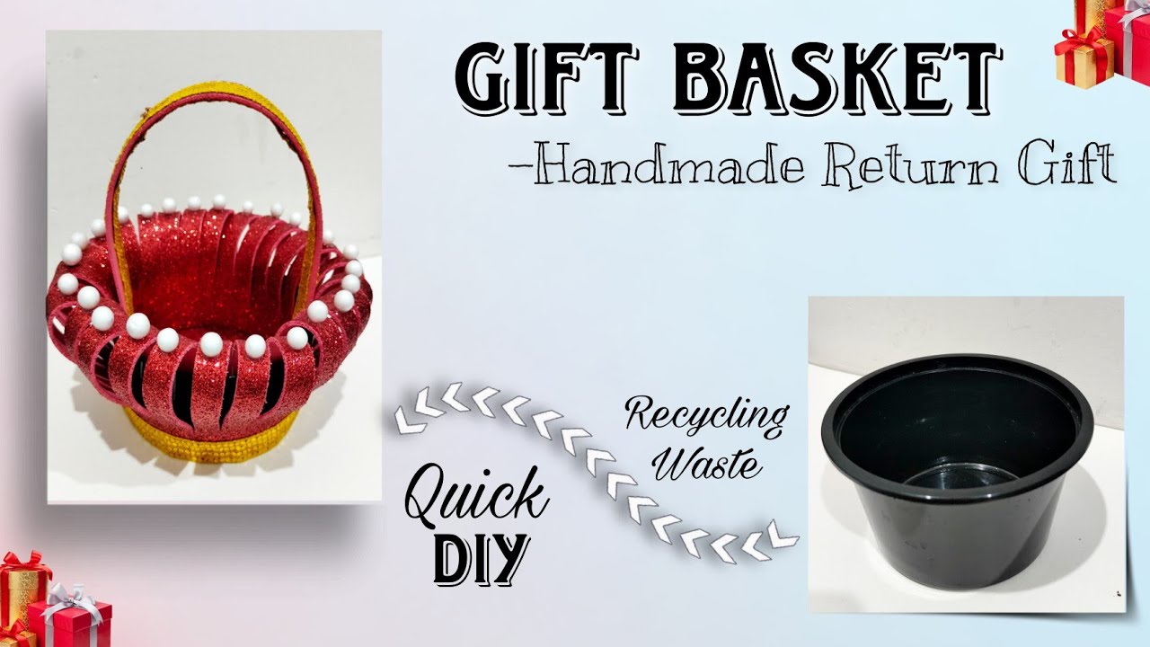 Handmade Return Gift For Pooja || Gift Basket Using Waste Materials ...