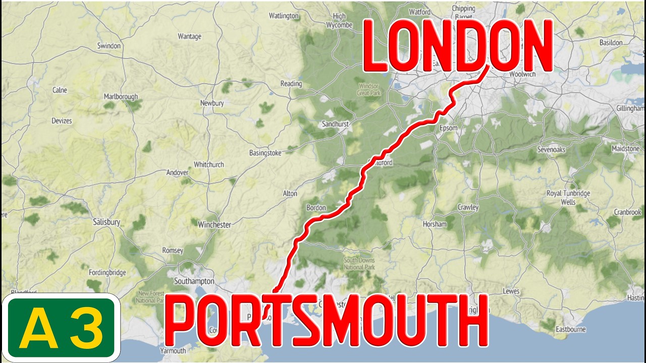 England Road Tours - A3 London to Portsmouth - YouTube