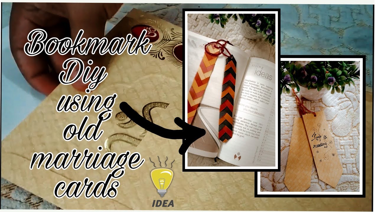 BOOKMARK DIY || How to reuse old wedding cards || Best out of waste ...
