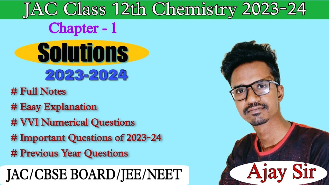 NCERT Chapter 1: Solutions class 12 chemistry #1 | Jac board/JEE/NEET ...
