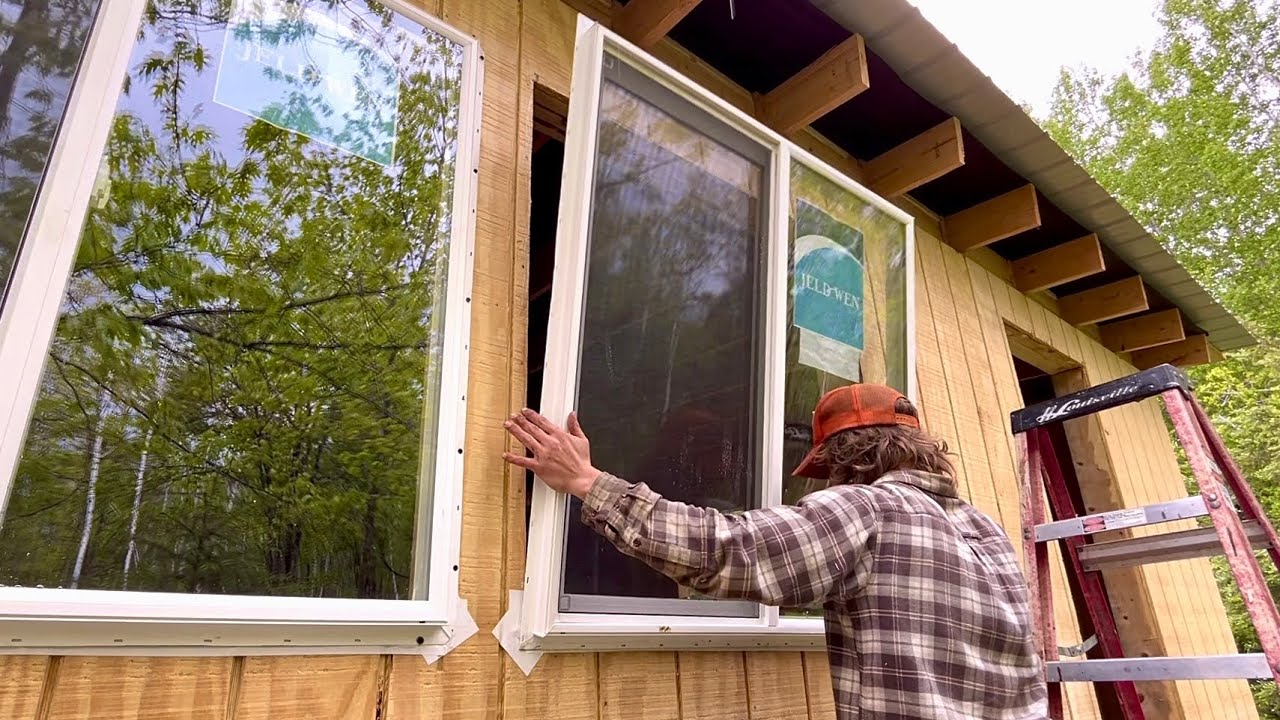 Simple Mortgage Free Cabin Build: Installing Windows, Cutting Opening ...