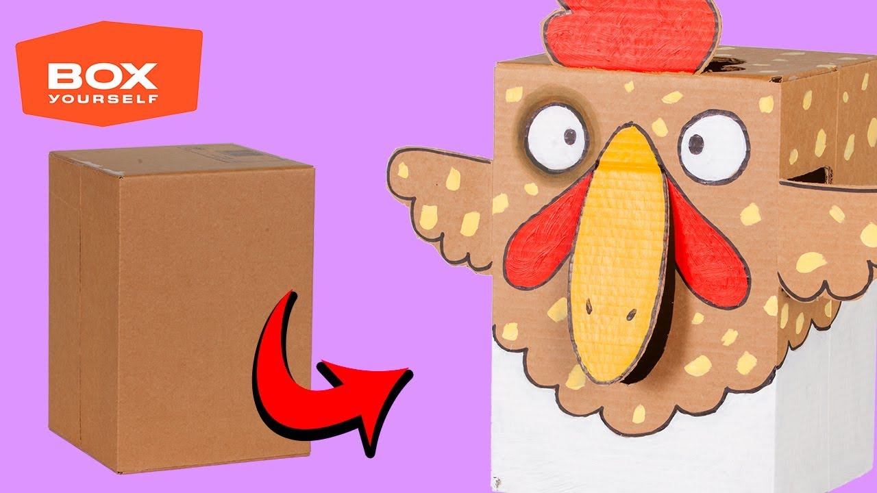 Making a Chicken Mailbox from Cardboard | Crazy DIY ideas for kids on ...