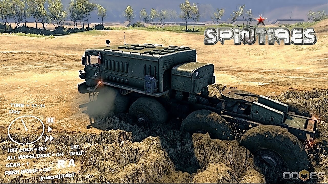 Spin Tires 2013 Demo - Getting the MAZ 535 Truck Stuck in the Mud - YouTube