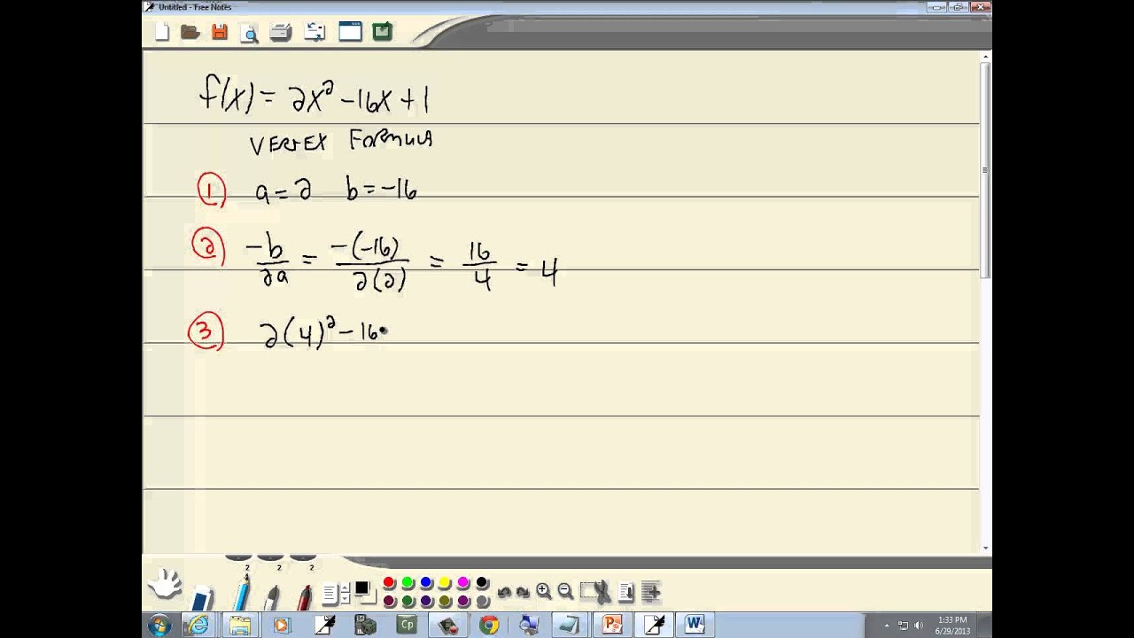 College Algebra Homework - Vertex Formula - P0847160 - YouTube