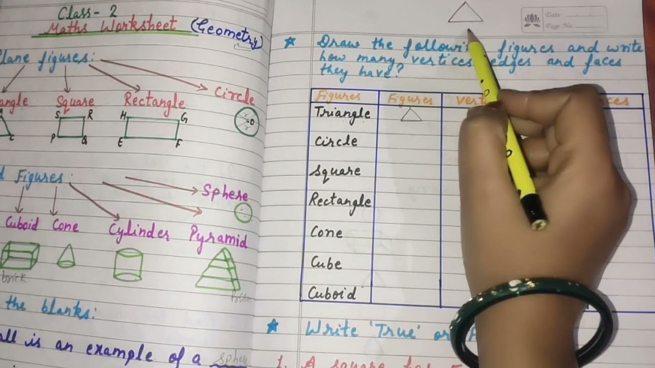 class 2 maths worksheet / shapes - YouTube