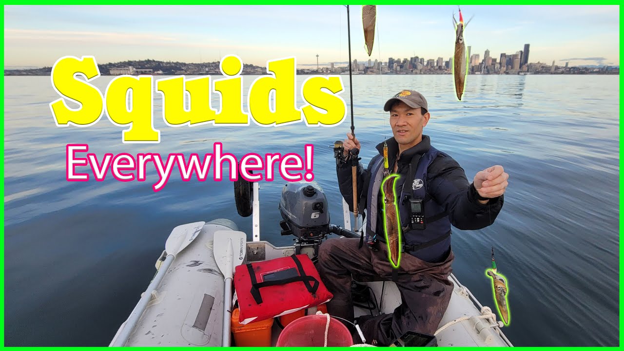 Seattle Waterfront Squids Fishing - YouTube