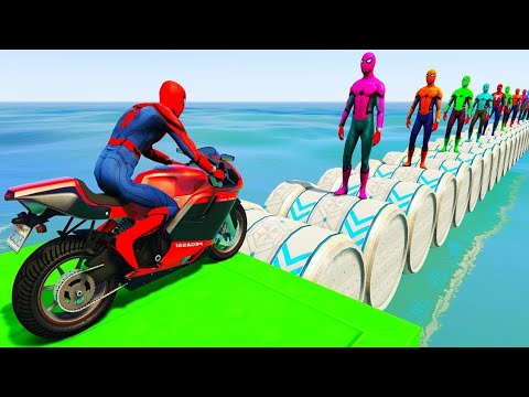 SPIDERMAN Stunt Map Car Race Challenge Shitzu Defiler Motobike GTA V ...