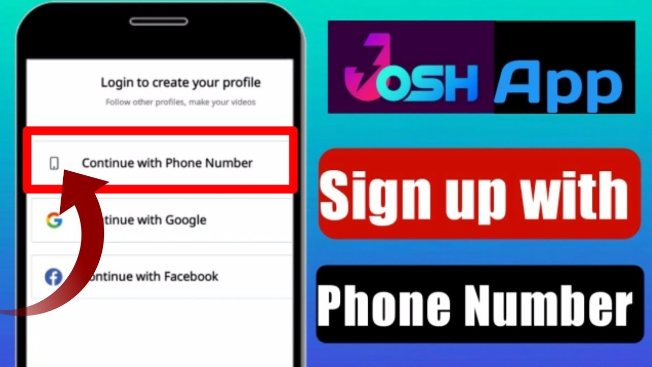 Josh App Sign Up With Phone Number || How To Josh App Login With Mobile ...