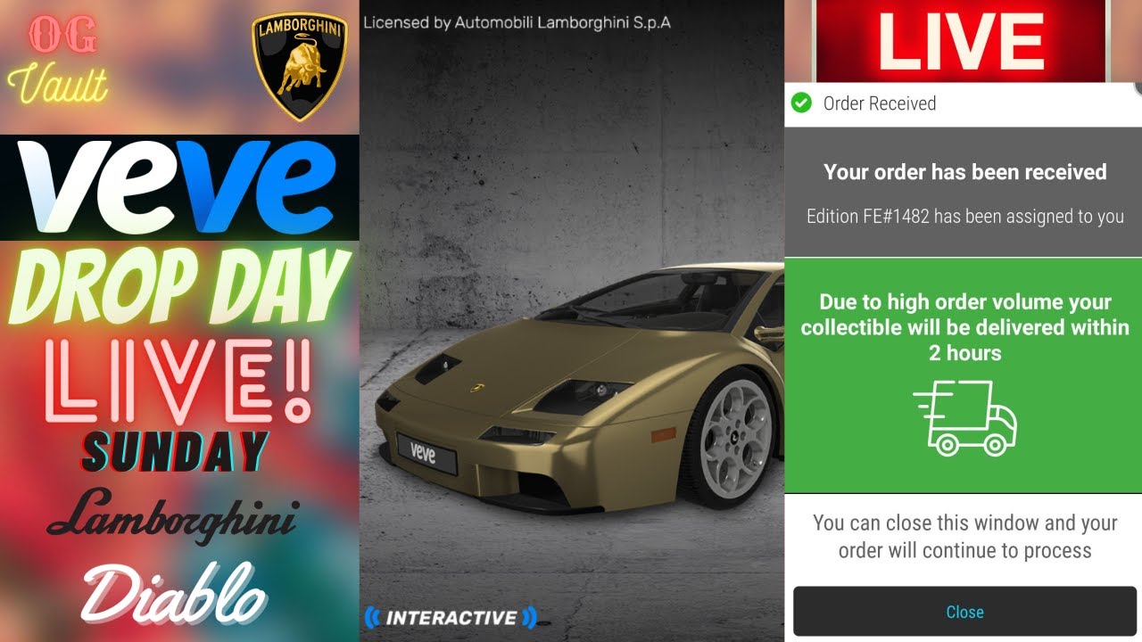 VeVe Drop Day LIVE - Lamborghini Diablo Blind Box Digital Collectible ...