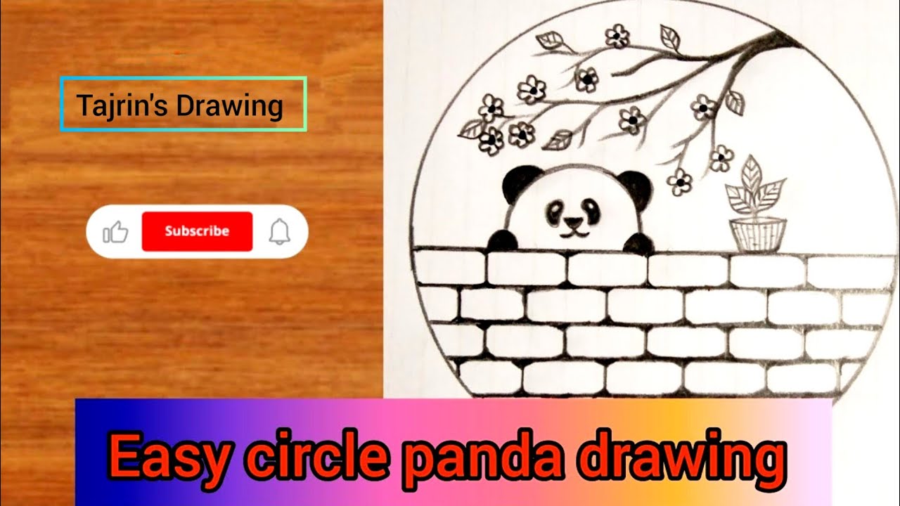 Circle drawing 🎨 Panda drawing🐼 easy circle drawing / how to draw a ...