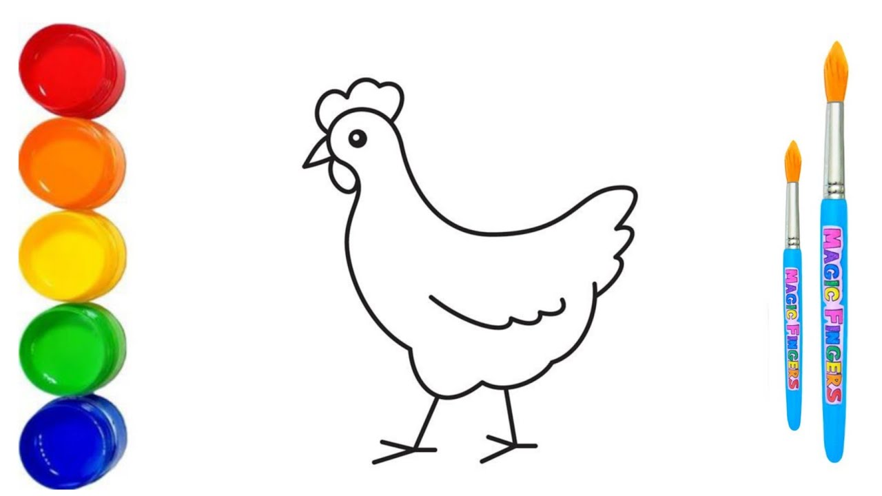 How to draw Hen with Dots | Simple and Easy hen drawing | मुर्गी ...