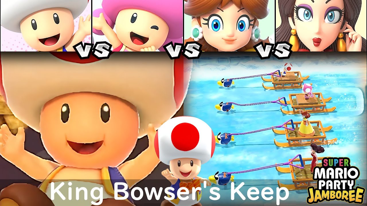 Super Mario Party Jamboree Toad vs Toadette vs Daisy vs Pauline in King ...