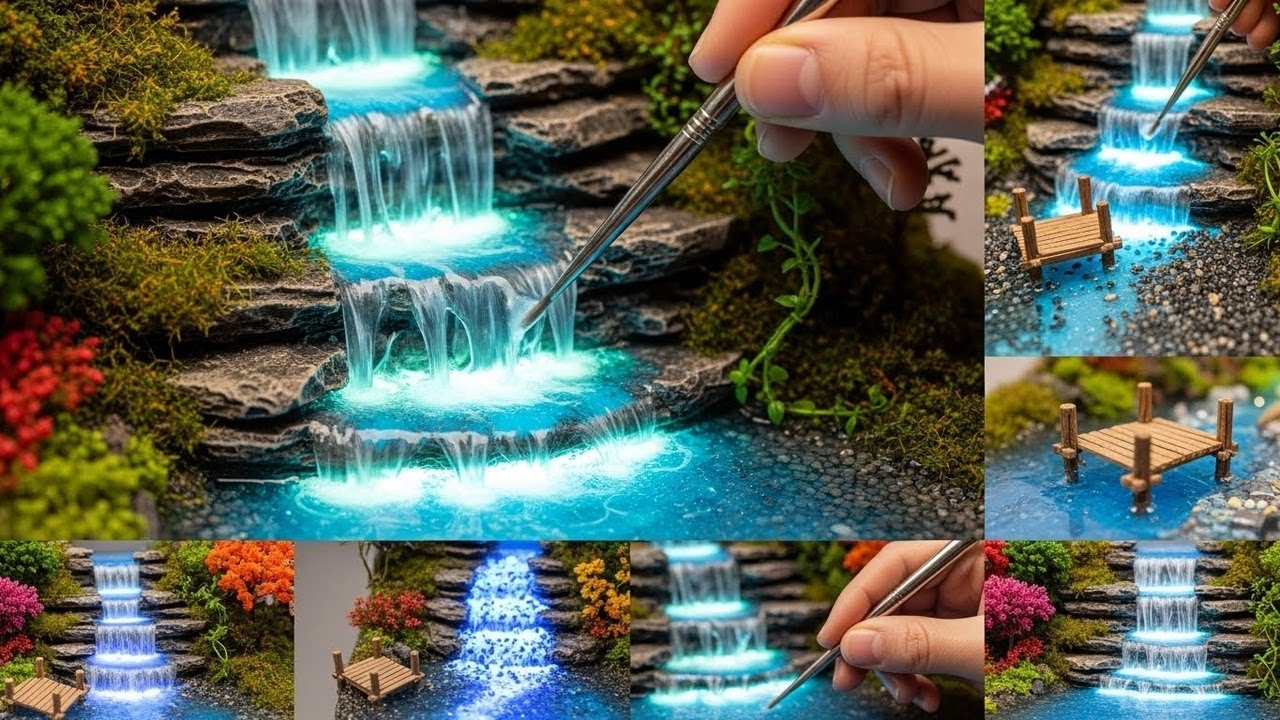 I Built a Tiny Glowing Waterfall by Hand | Miniature Resin Diorama ...