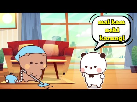 Bubu Kam nehi karegi only khana khayegi 🤭l bubu dudu l bear or panda l peach goma l milk mocha cute