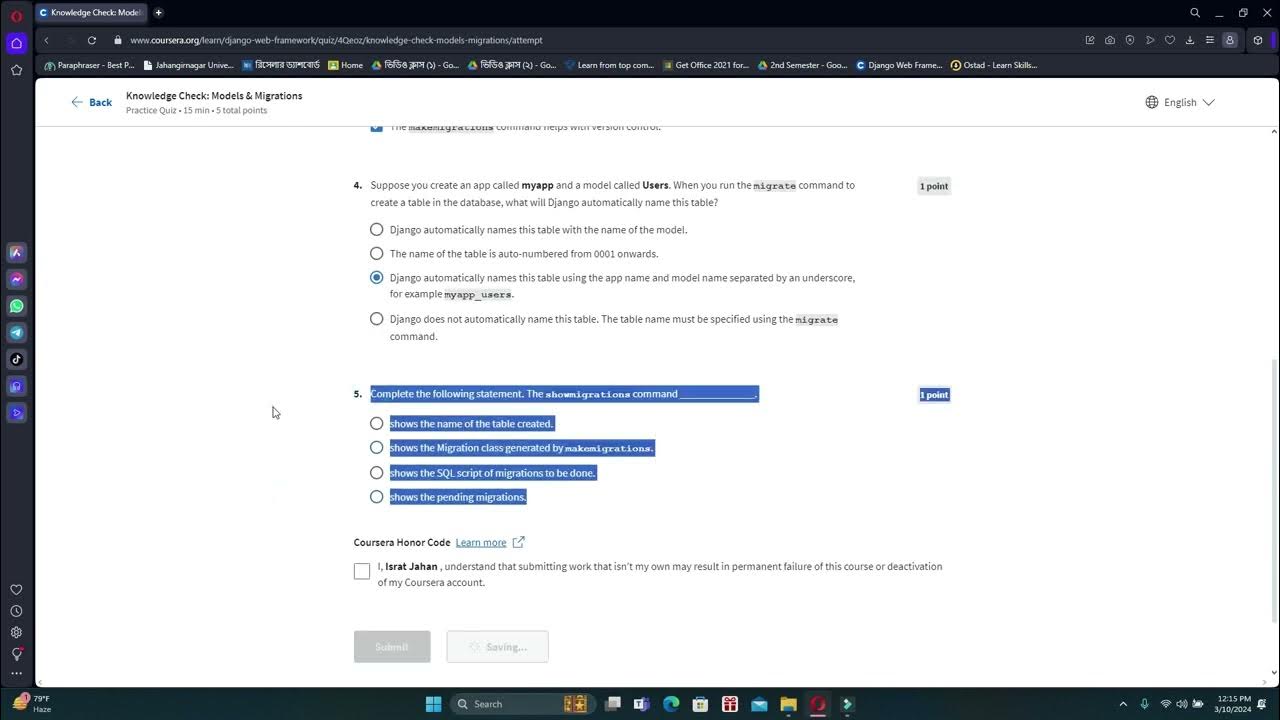 Django Web Framework week 3 quiz answers (Part 1) | Django Web Framework Meta - YouTube