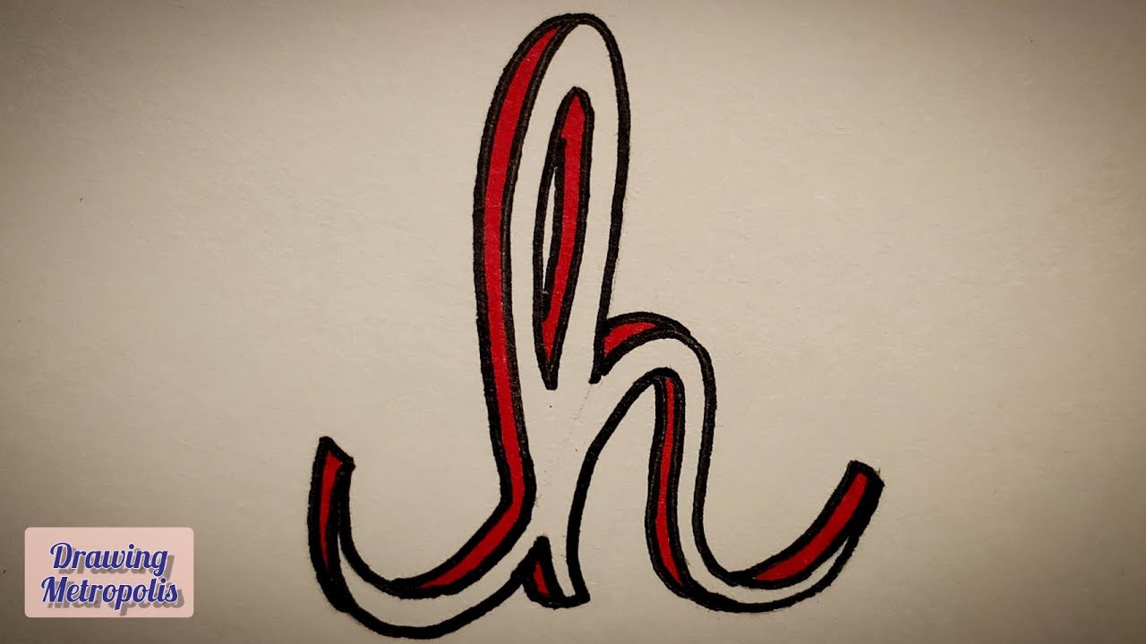 Drawing Tutorial: Lowercase Cursive 3D Letter H - YouTube
