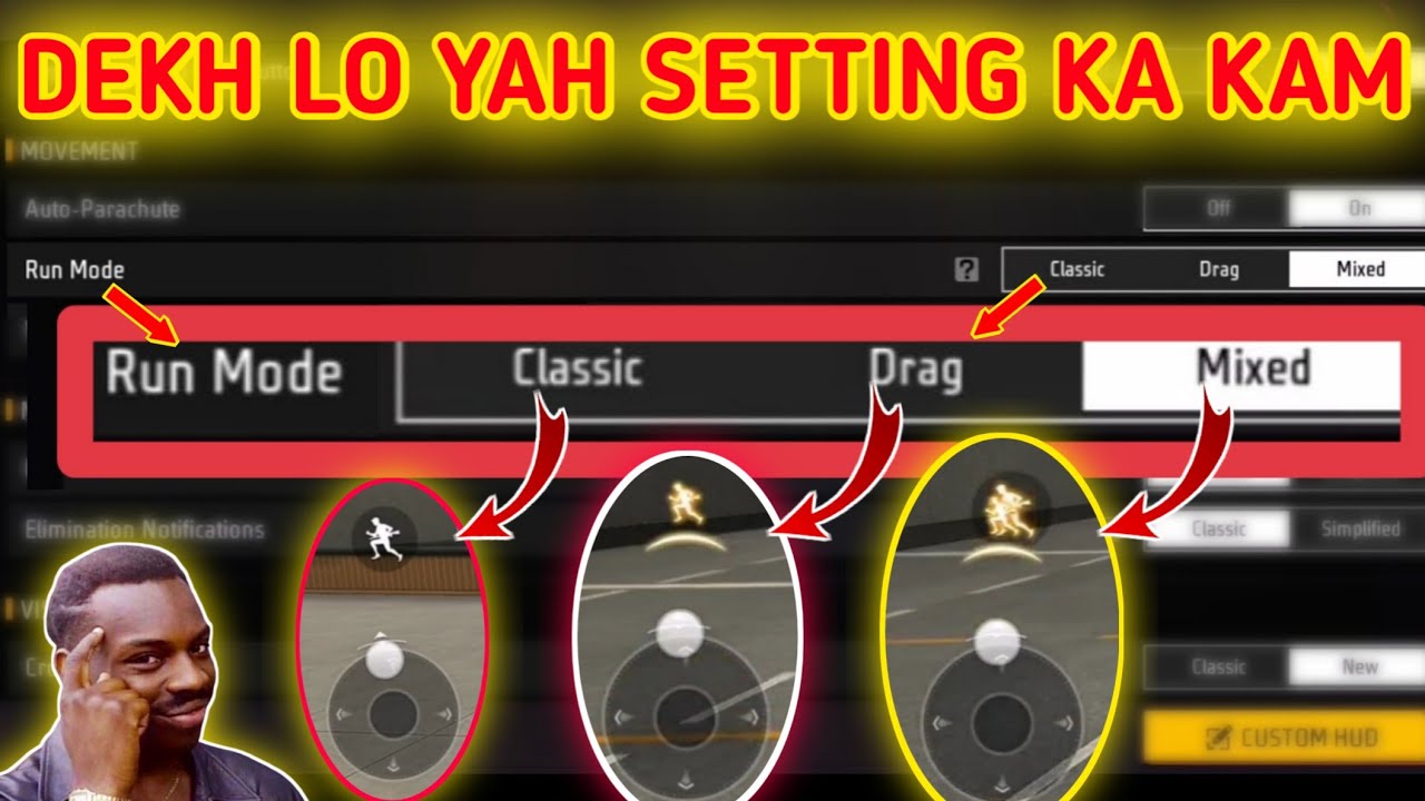 free fire run mode setting | free fire mein run mode setting ka kam kya ...
