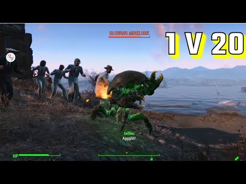 20 Settlers VS One Crab in Fallout 4 - YouTube