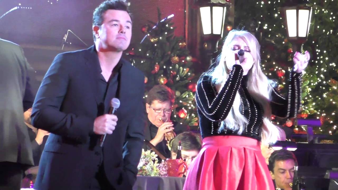 Meghan Trainor and Seth MacFarlane performing at The Grove Christmas ...
