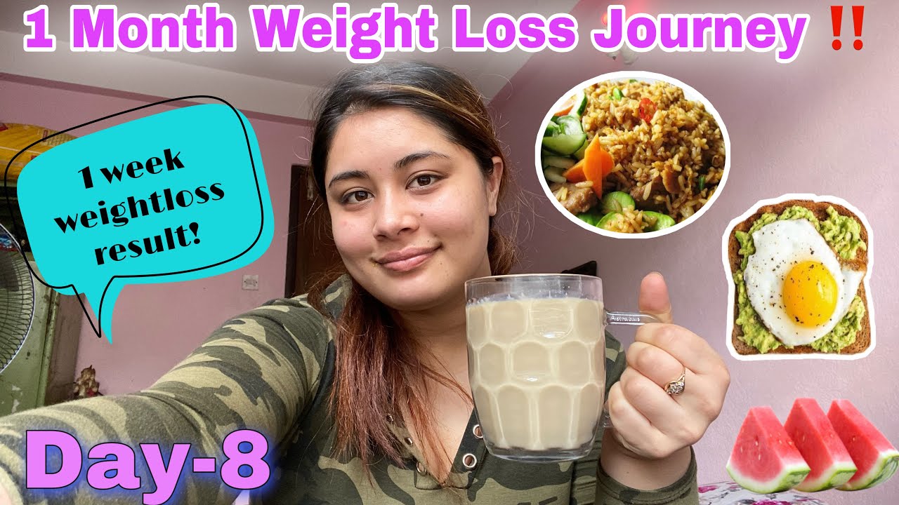 1 Month Weight Loss Journey Day-8 || 1 week Weight Loss Result || - YouTube