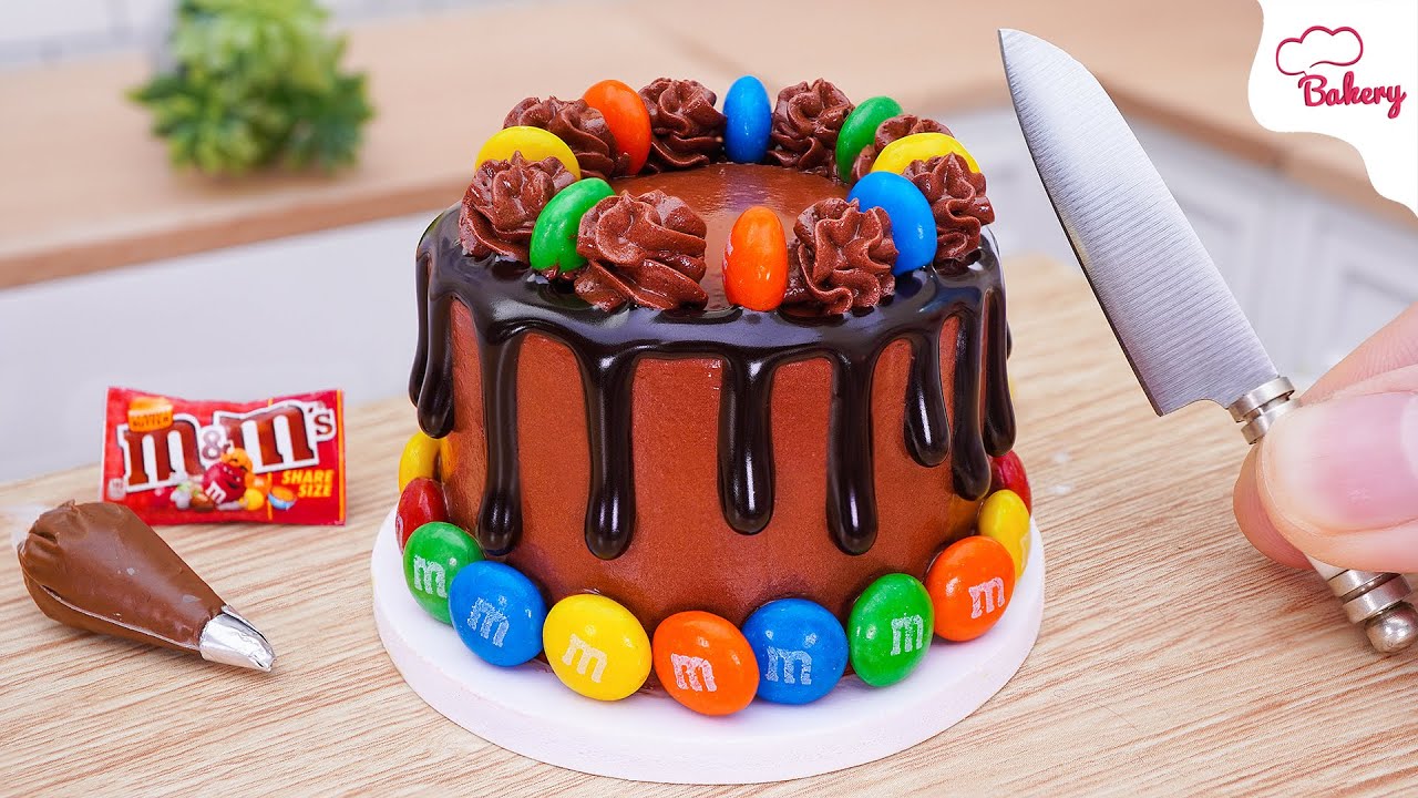 Most Delicious Miniature Chocolate Cake Decorated with Rainbow M&M ...