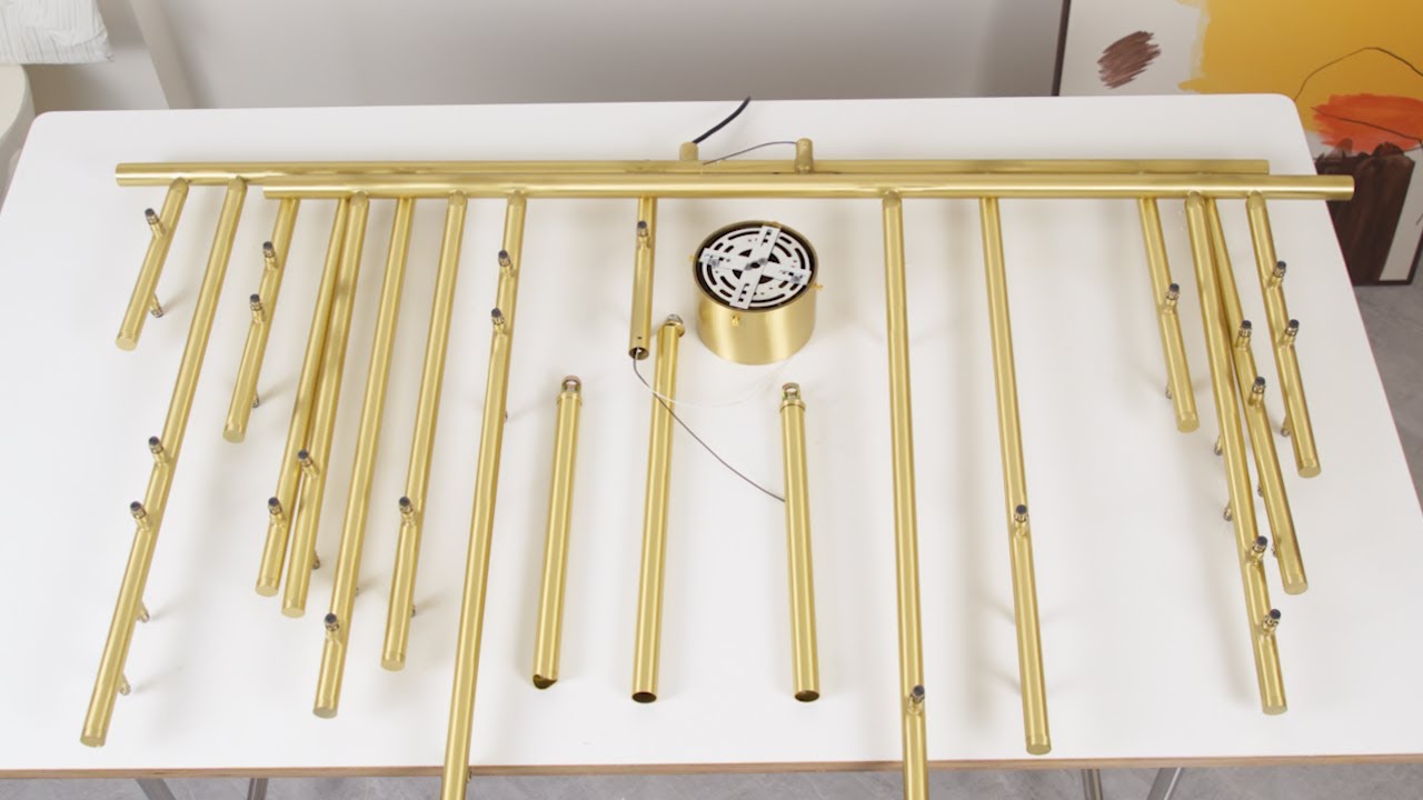 Brass Glass Drop Chandelier-installationvideo - YouTube