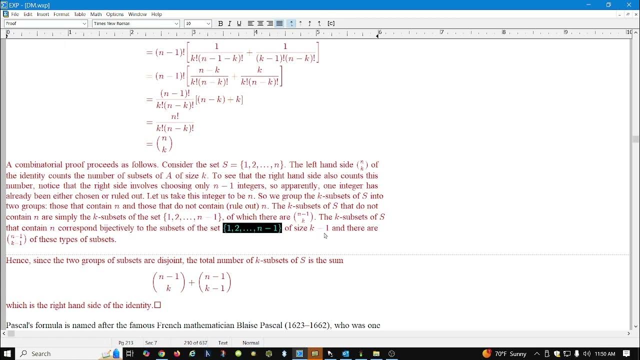 Discrete Mathematics 23 Combinatorics 05 Properties of Binomial Coefficients - YouTube