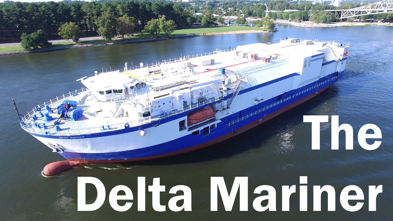 Aerial footage of The Delta Mariner Cargo Ship - YouTube