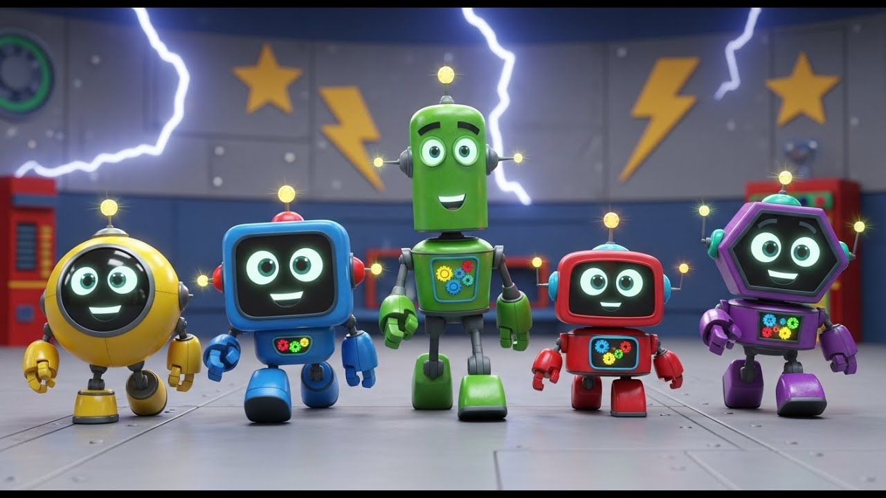 Five Little Robots Marching in Line | Nursery Rhyme Song for Kids - YouTube