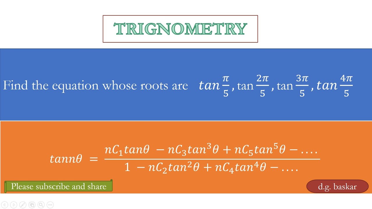 Trigonometry/ formation of equations for the given roots. - YouTube
